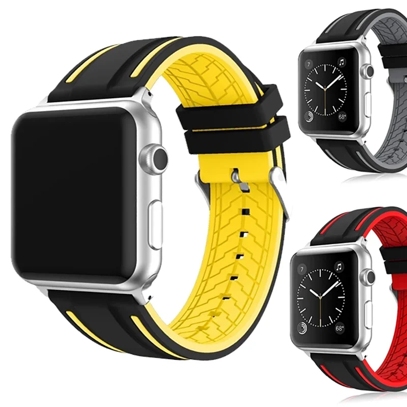 Sport-Silicone-Band-For-Apple-Watch-4-Band-Series-4-1-2-3-Soft-Stripe ...