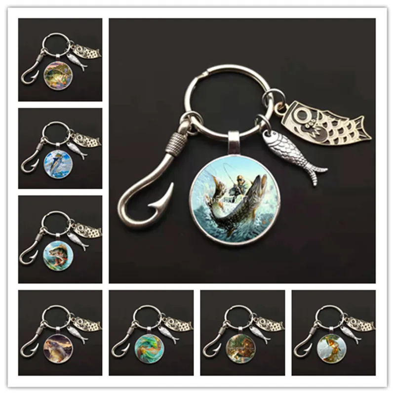 Fashion-Fishing-Master-Keychain-Fish-Hook-Keychain-Glass-Dome-Keychain ...