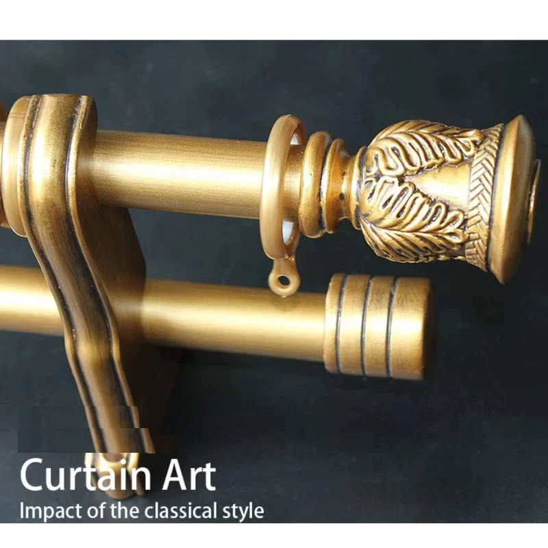 2025 French Retro Gold Roman Curtain Rod Set Thickened 28mm Diameter ...