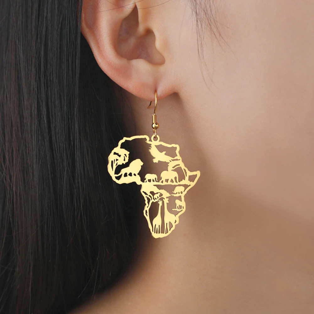 My Shape Boucles d'Oreilles Animaux de la Carte de l'Afrique pour Femme ...