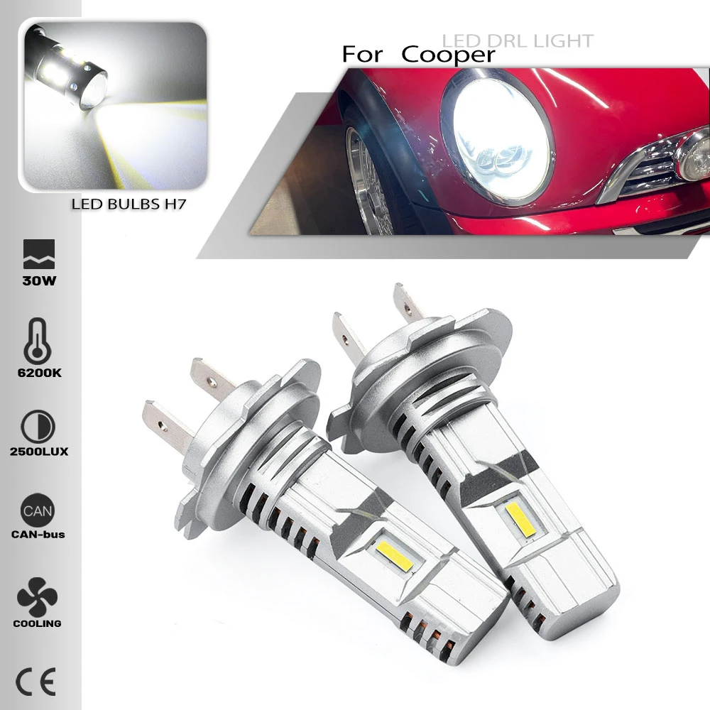2PCS H7 Led Bulbs For MIni cooper R50 R52 R53 Car Headlights Super ...