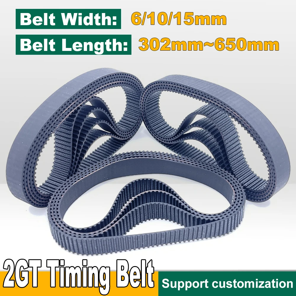 2GT Timing Belt GT2 Belt Perimeter 302mm~650mm Closed Loop Belt Width 6 ...