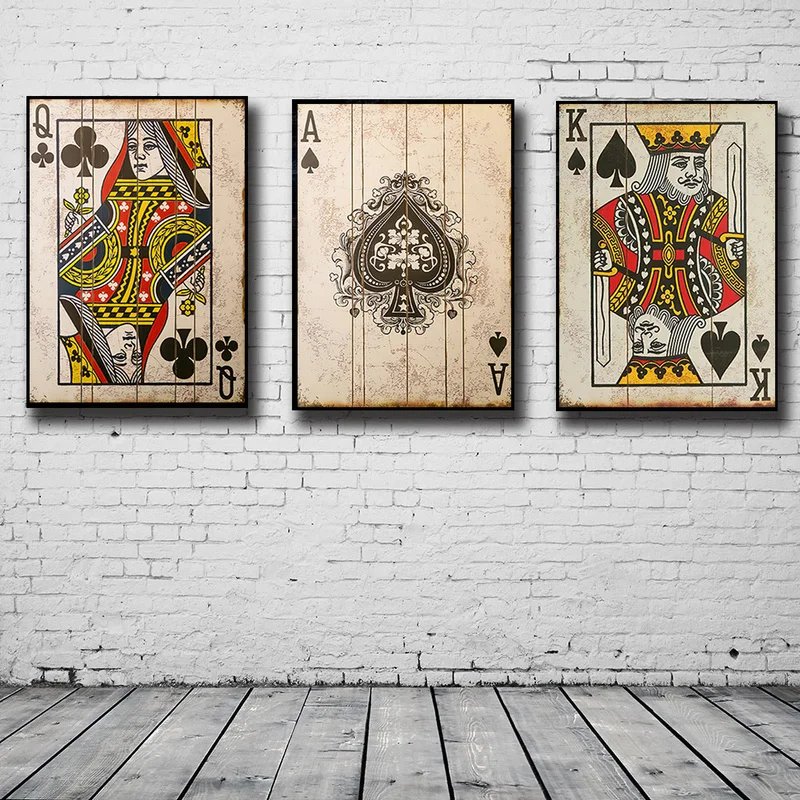 Vintage-Poker-Playing-Cards-Canvas-Painting-Posters-and-Prints-Wall-Art ...