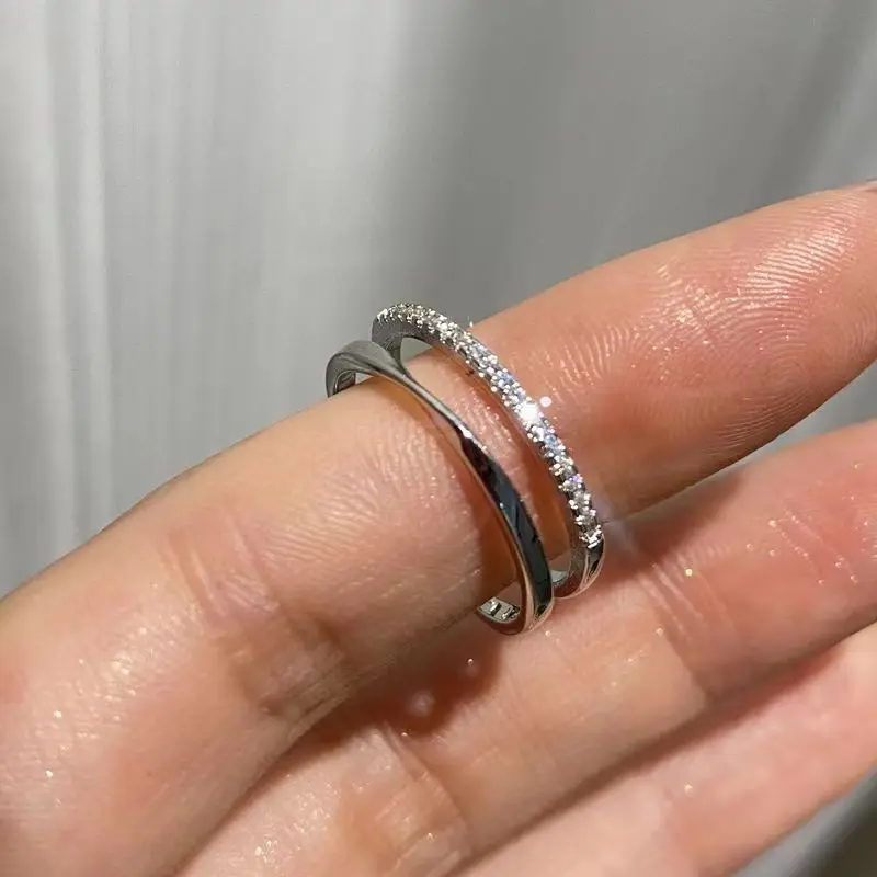 Original-925-Sterling-Silver-Double-LInes-Rings-For-Women-Wedding-Engagement-Silver-Women-s ...