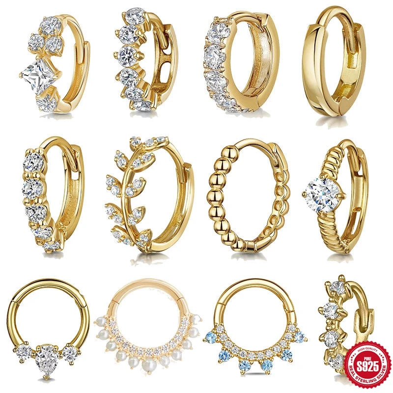 LENNIK-pendientes-de-aro-de-Plata-de-Ley-925-con-diamantes-de-imitaci-n ...