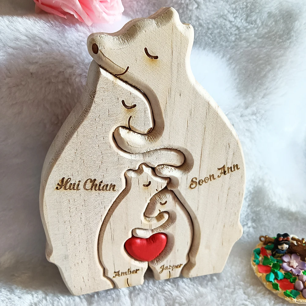 Bear-Family-Theme-Wooden-Art-Puzzle-Wooden-Sculpture-DIY-Cute-Family ...