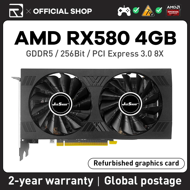 AMD-RX580-4GB-Jieshuo-Radeon-Computer-graphics-desktop-256Bit-2048SP ...