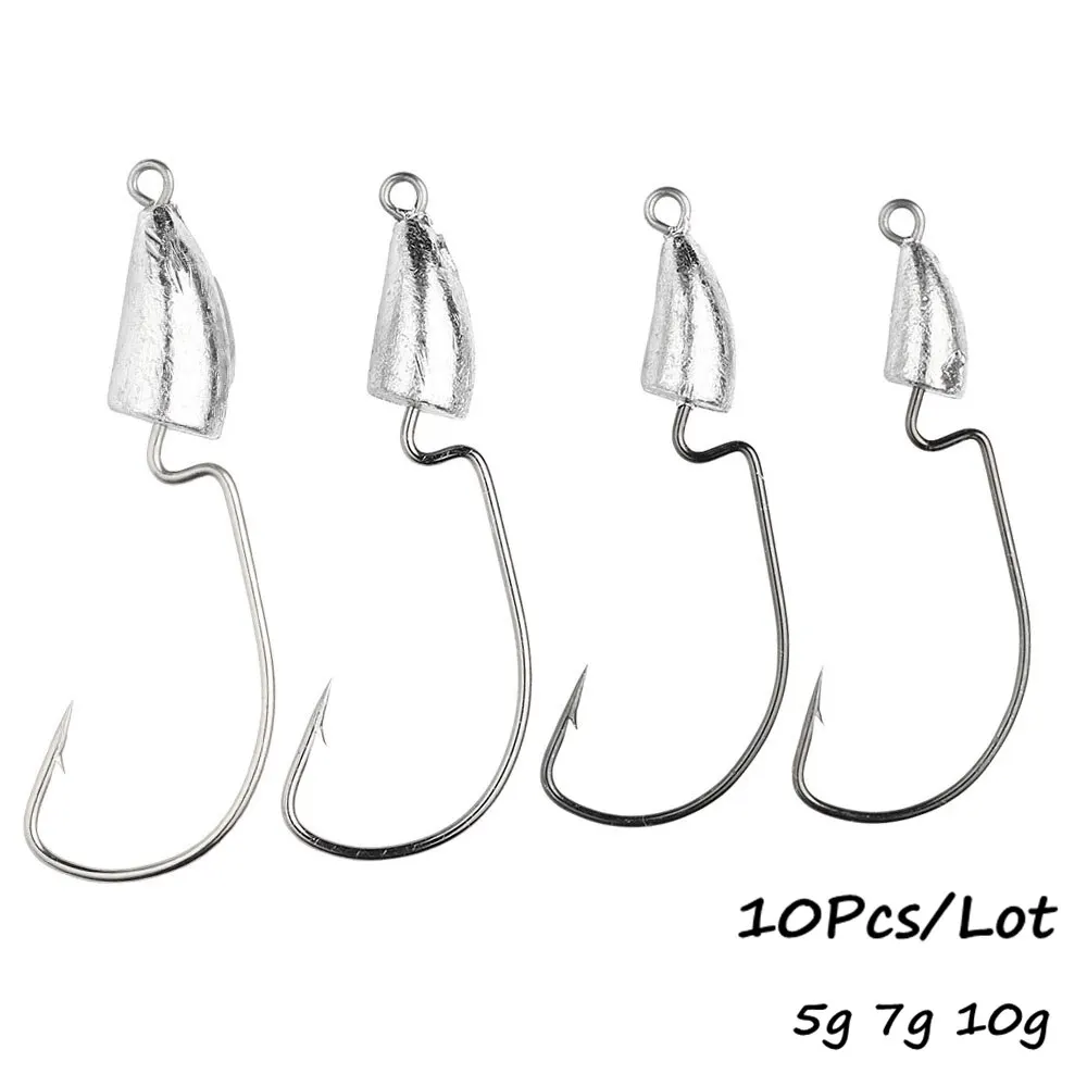 Jighead-Fishhooks-10Pcs-lot-5g-7g-10g-Worm-Fishing-Hook-Soft-Lure-Jig ...