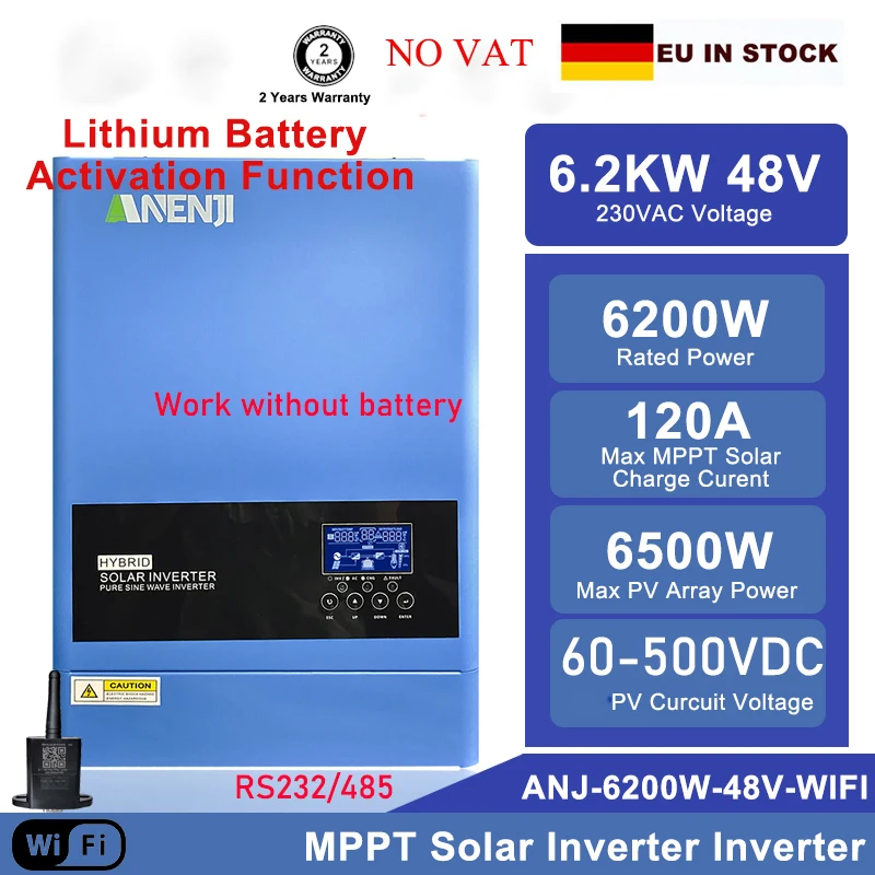 Hybrid-Solar-Inverter-6-2KW-48V-Pure-Sine-Wave-Off-Grid-Solar-Inverter ...