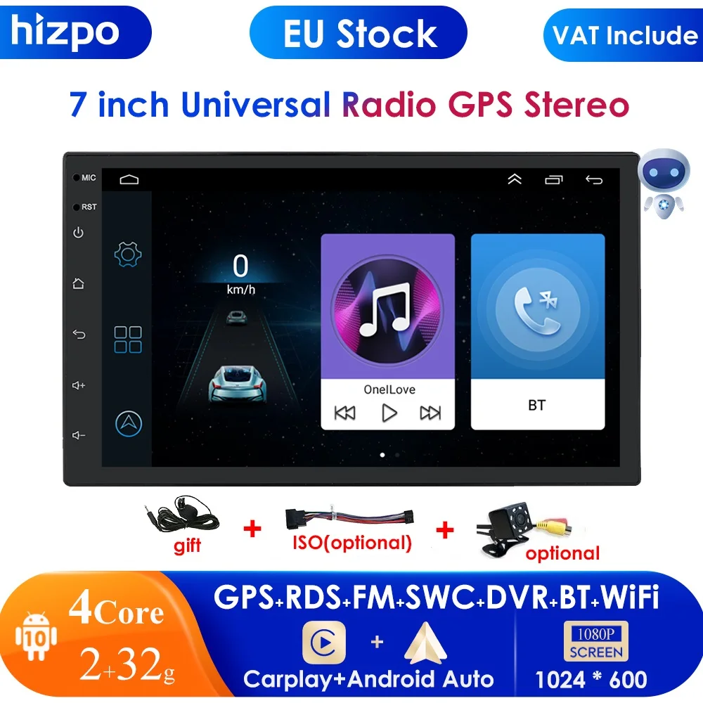 2 Din Car Autoradio Gps Android Multimedia Player Universal 7" Audio ...