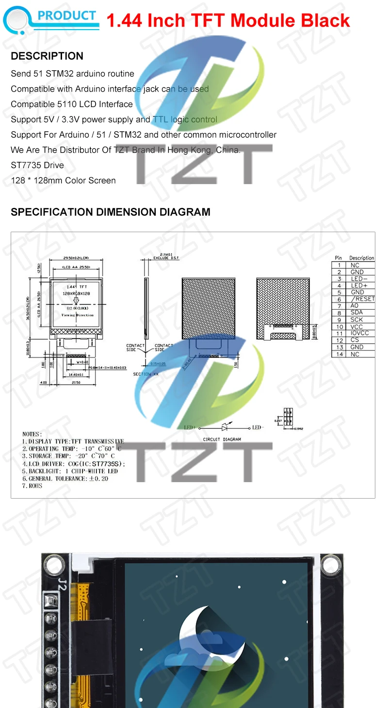 TZT TFT экран 128x128 | AliExpress