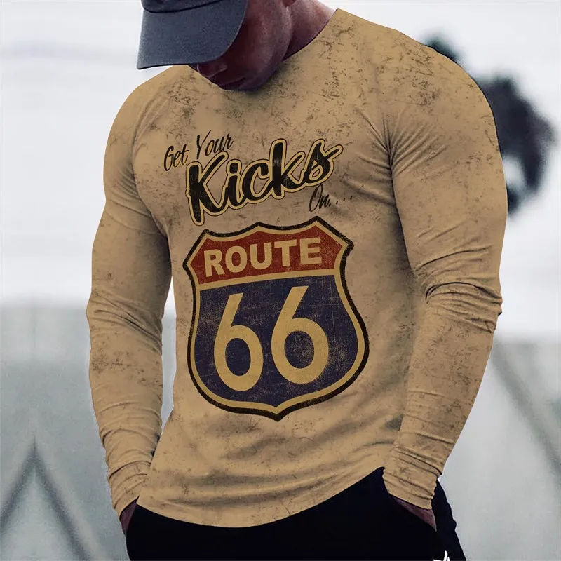 Vintage-Route-66-3D-Print-Autumn-Men-s-O-Neck-Casual-Long-Sleeve-T ...