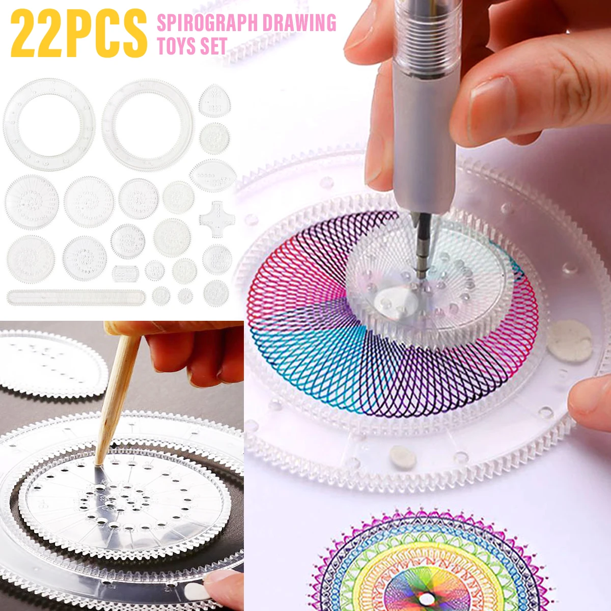 22Pcs-Spirograph-Drawing-Toys-Interlocking-Gears-Wheels-Painting-Child ...