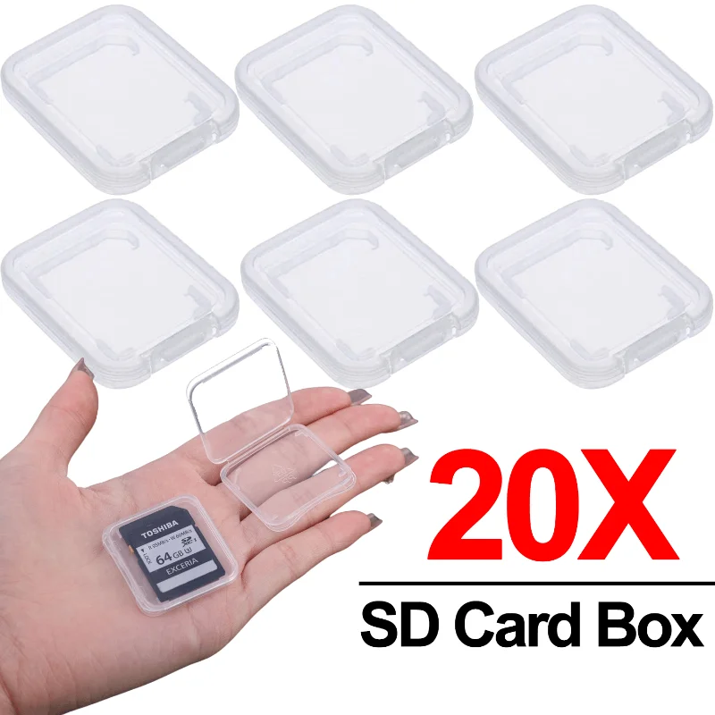 20/10/1pcs Transparent Plastic SD Card Case Holder Box Micro SD TF Card ...