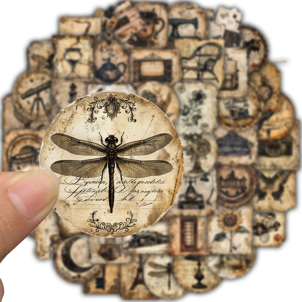 50/100PCS Vintage Label Stickers Aesthetic Art Picture Bicycle Luggage ...