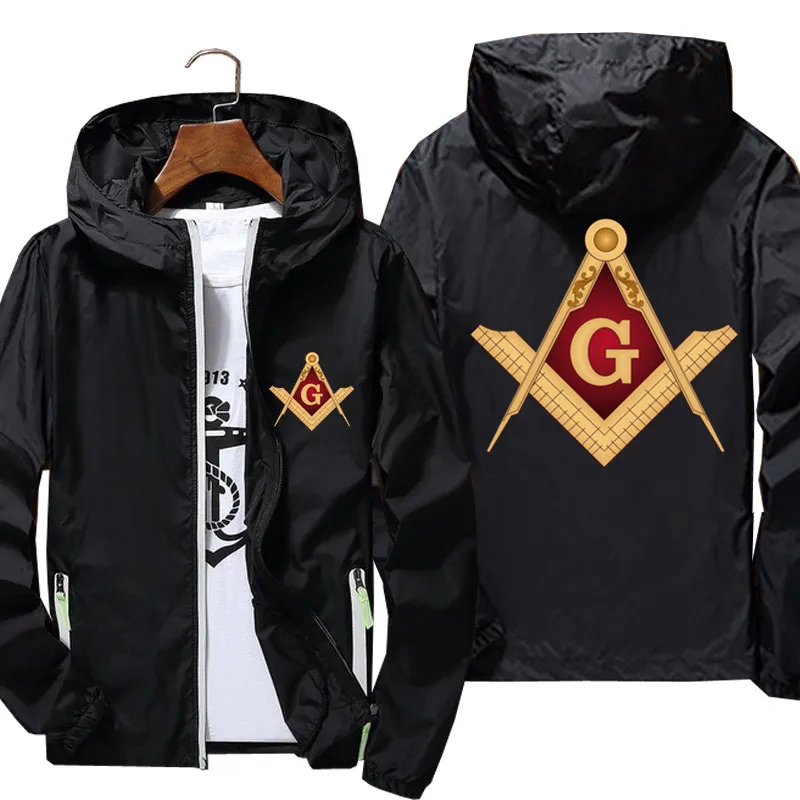 Mens Bomber Hooded Mason Masonic Freemasonry Architecture Symbol Pilot ...