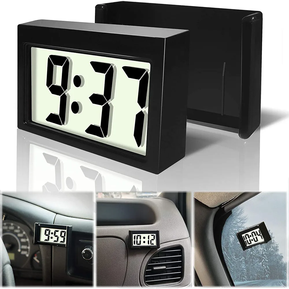 Car Dashboard Digital Clock Vehicle Adhesive Clock with Jumbo LCD Time ...