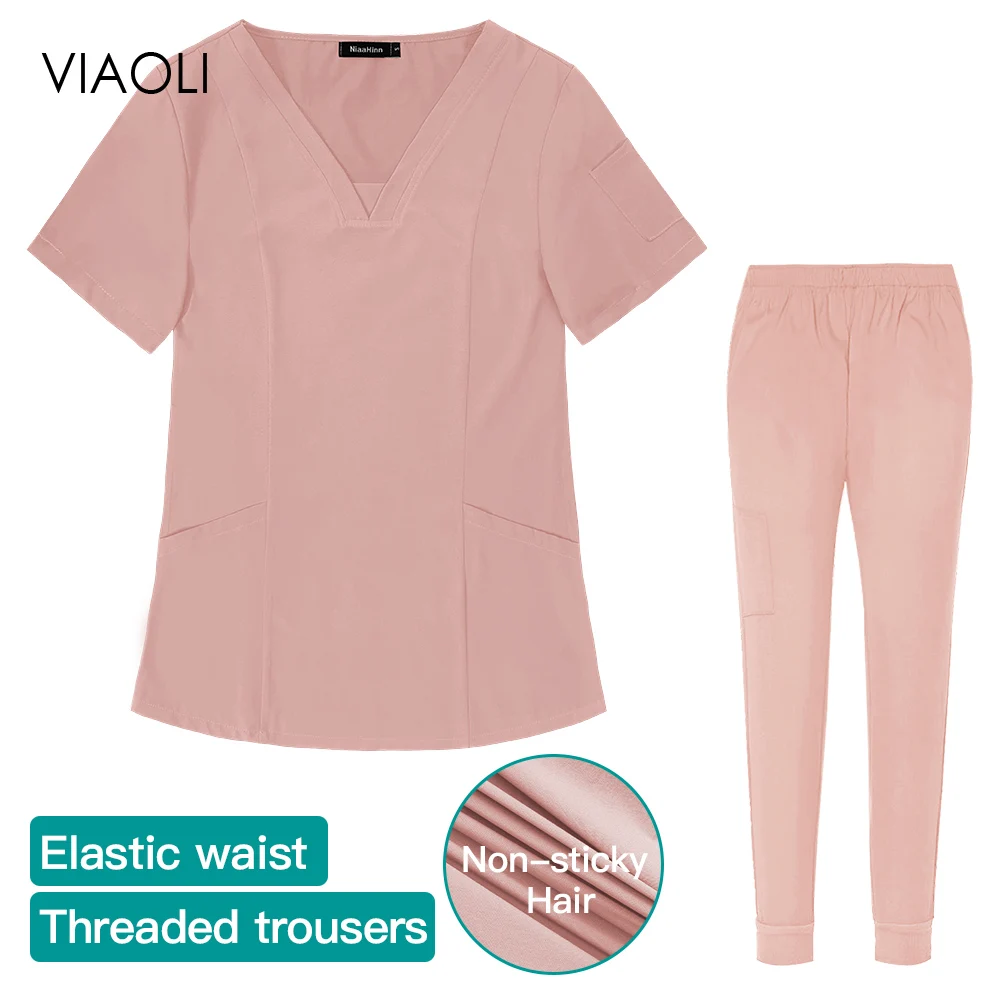 Solid Color Beauty Salon Nursing Uniforms Multicolor Lab Work Wear ...