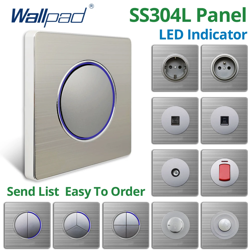 Wallpad-1-2-3-4-Gang-Wall-Light-Switch-Stainless-Steel-Panel-Large ...