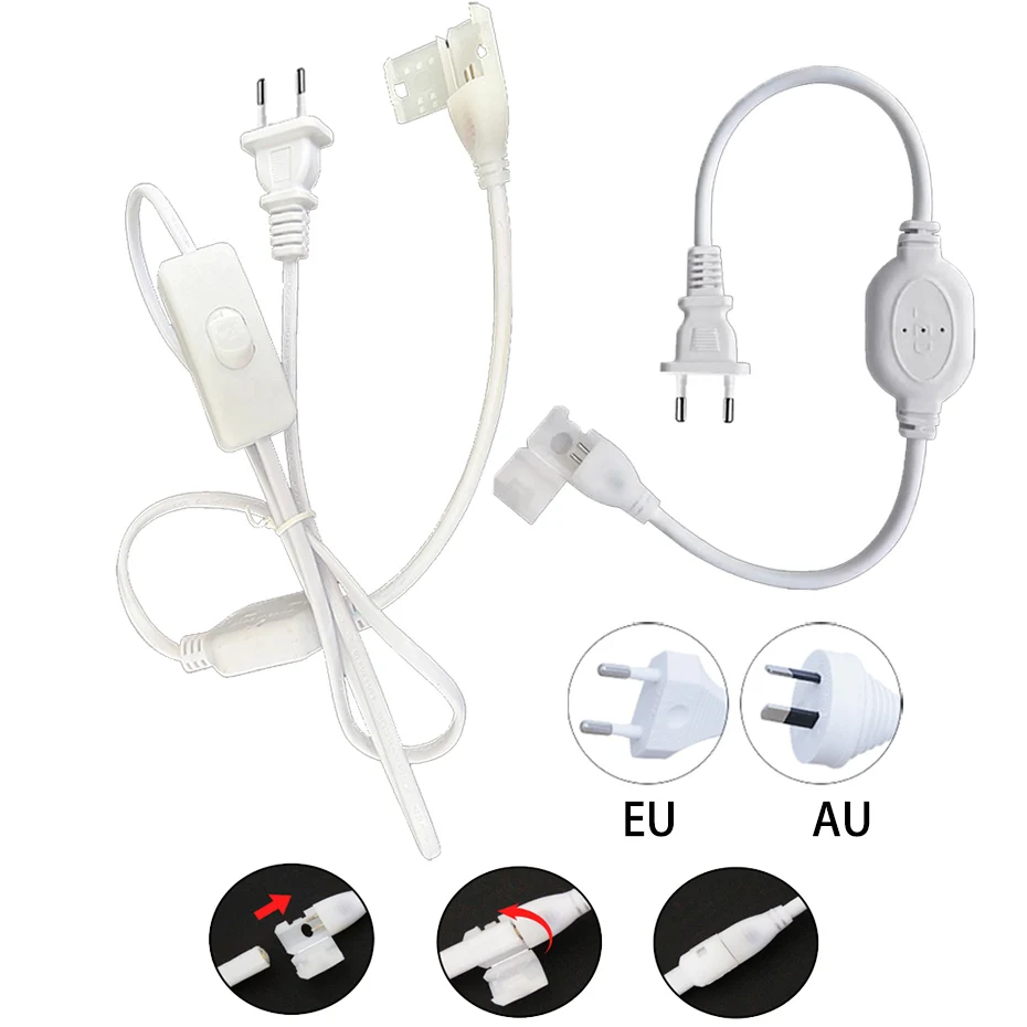 220V AU/EU Power Plug Light Accessories Plug Connector for 288 LEDs/m ...