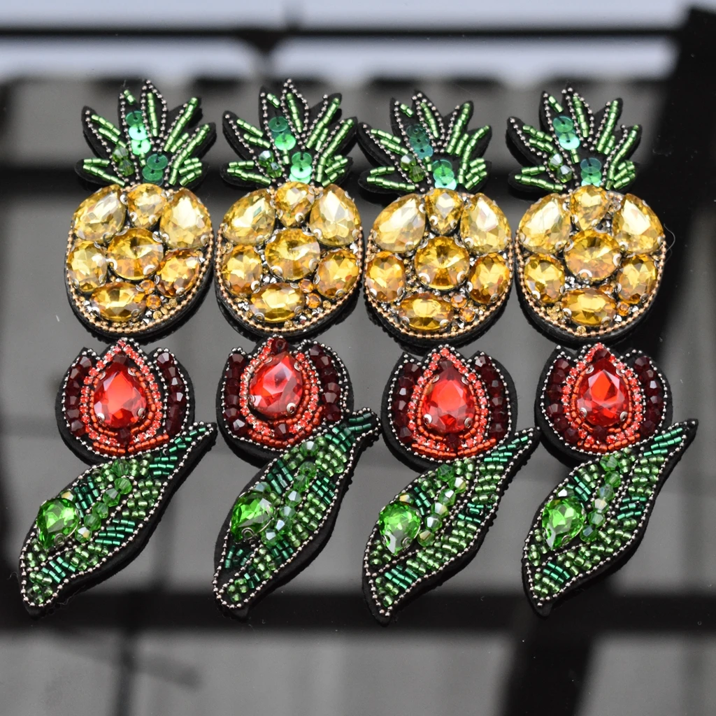 Rhinestone-Pineapple-Fruit-Handwork-Bead-Embroidered-Patches-for ...