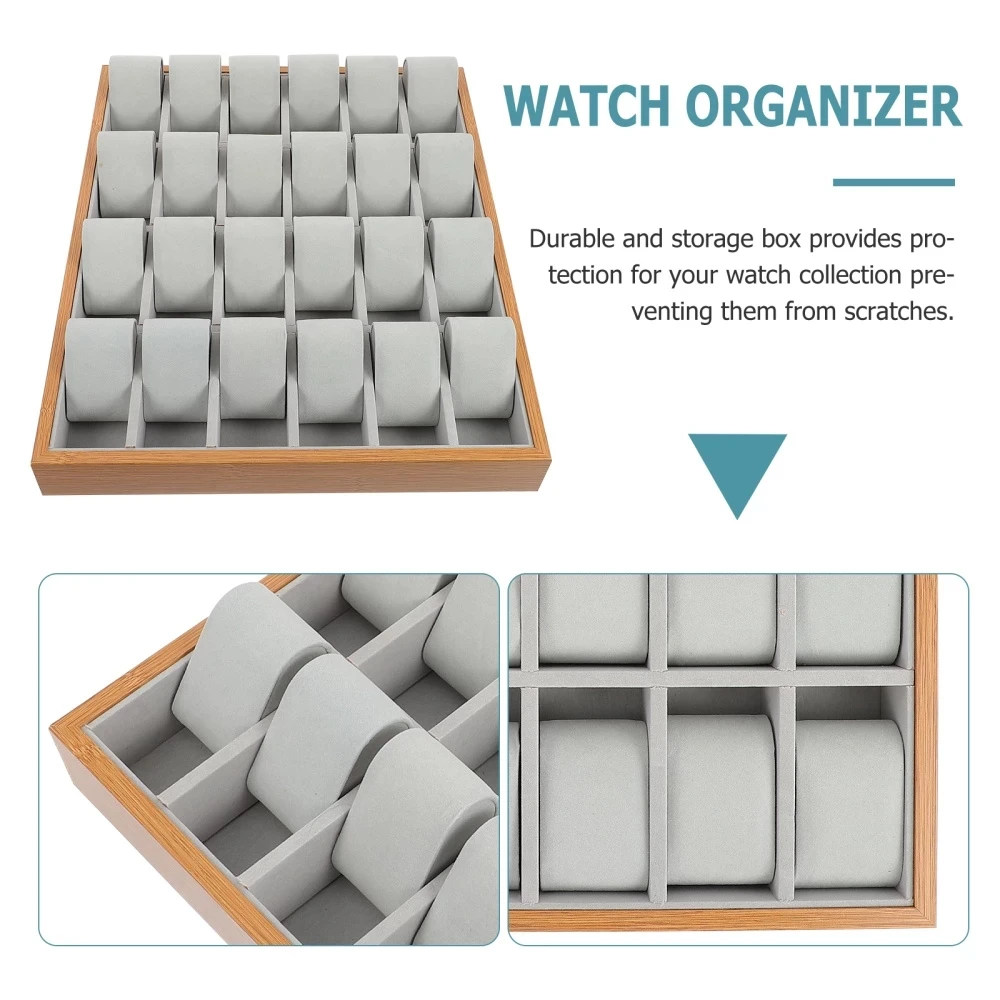 24 Slots Walnut Grain Wood Watch Storage Display Box Wristwatch ...