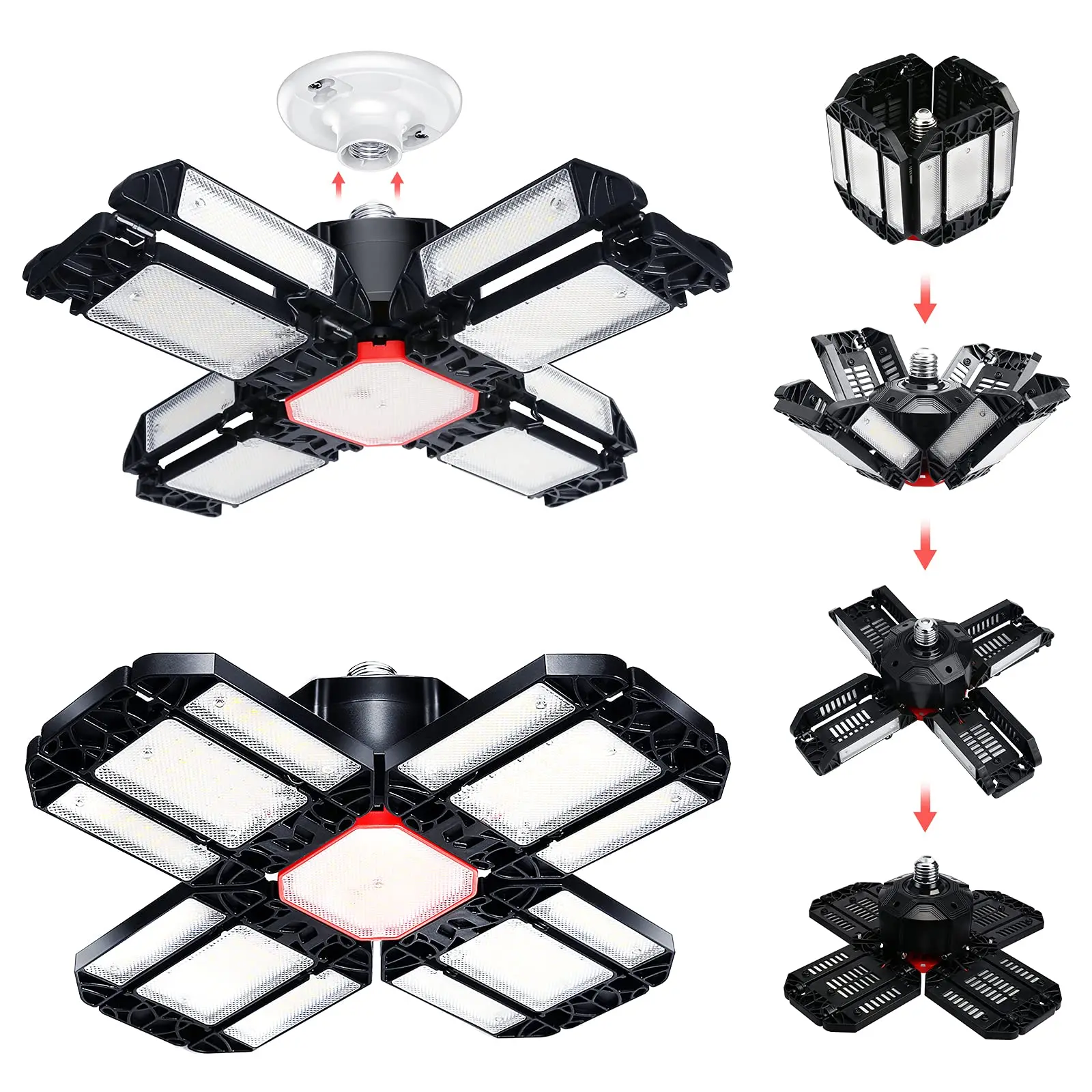 Foldable-LED-Bulbs-E27-Garage-Light-Adjustable-Multi-Panel-Market-Shop ...