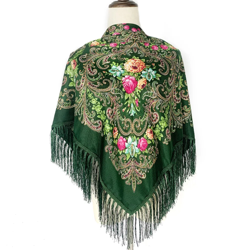 90*90cm Russian Square Scarf Women Floral Print Bandana Scarves ...