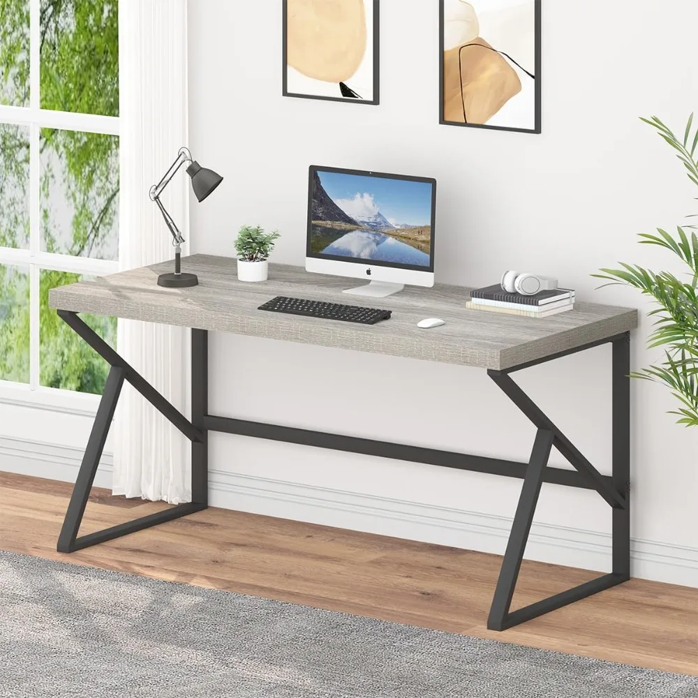 Industrial Wood & Metal Home Office Desk for Work Study Play, Modern ...