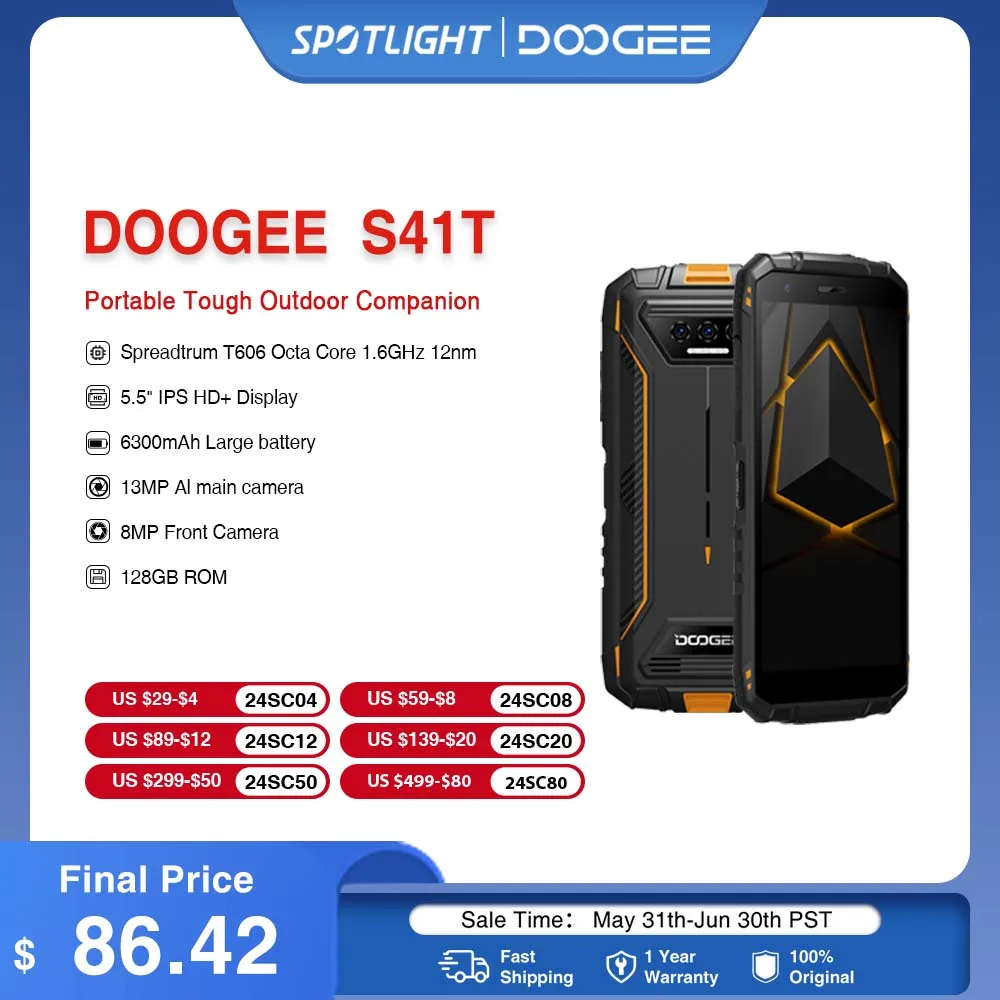 DOOGEE-S41T-Rugged-Phone-5-5-IPS-HD-13MP-AI-Triple-Camera-8GB-RAM-64G ...