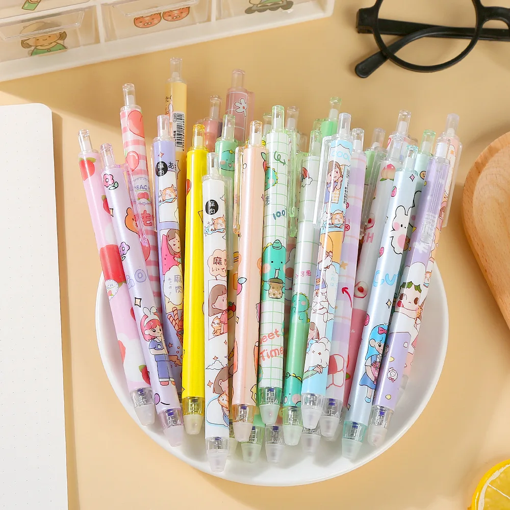 30Pcs/Lot Cute Cartoon Press Erasable Gel Pens 0.5mm Blue Refill Magic ...