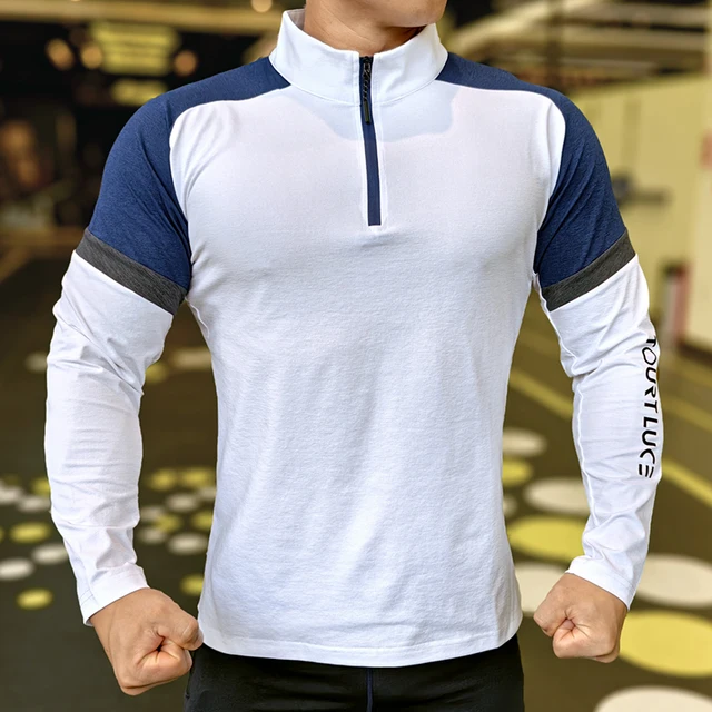 Long Sleeve Zipper Men's Workout T Shirt - Men's Fitness Apparel, Men's Sports & Fitness T ...