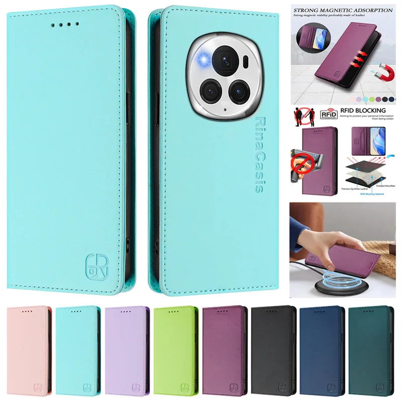 Flip Funda Honor Magic6 Pro 6.8'' Strong Magnetic Wallet Phone Case For ...
