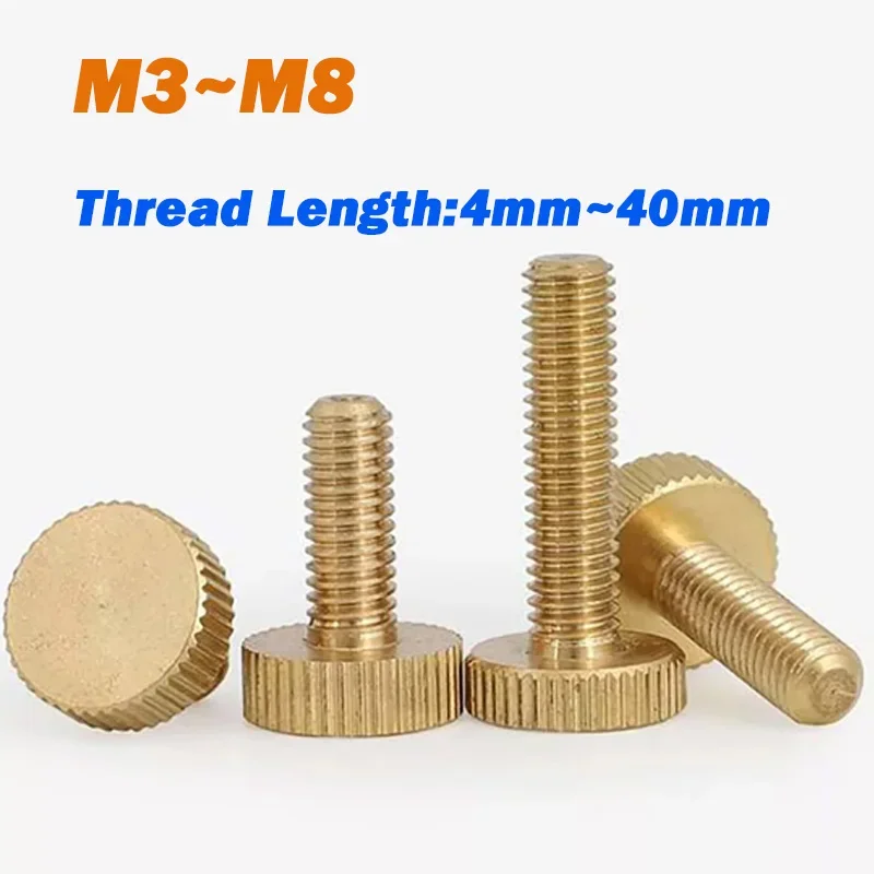 Screw M3 M4 M5 M6 M8 Brass Knurled Thumb Screw GB835 Flat Head ...