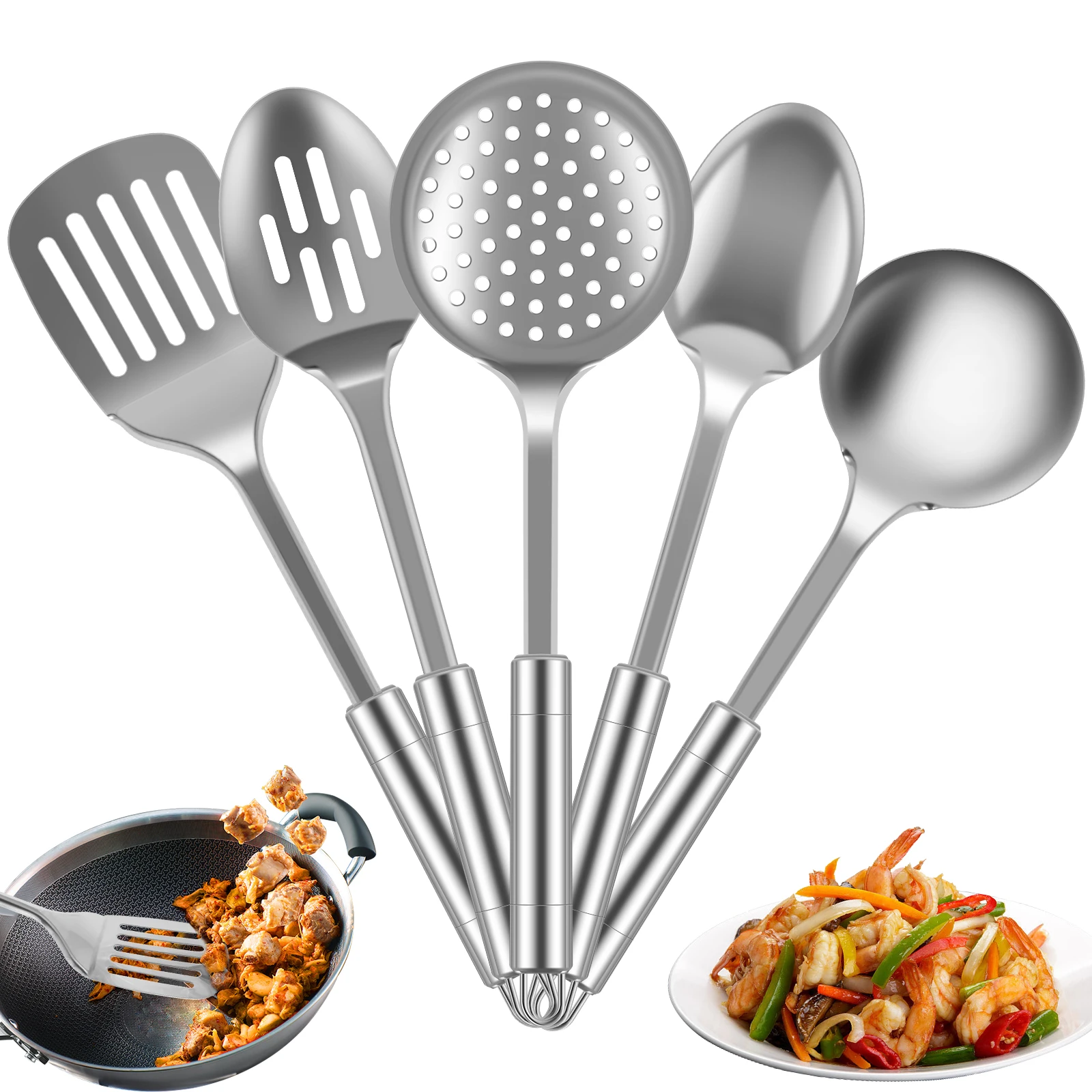 5Pcs-Kitchen-Cooking-Utensils-Set-Stainless-Steel-Spoons-Spatula-Set ...