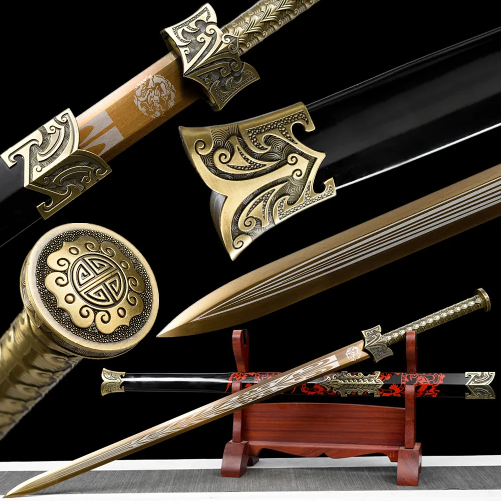 Very-Beautiful-China-Jian-Chinese-WUSHU-Hanjian-Sword-High-Manganese-Steel-Blade-Hardwood-Sheath ...