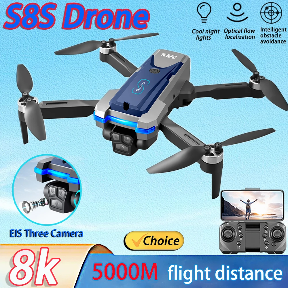 2024-S8S-Drone-8K-Professional-Three-Camera-Aviation-Brushless-Light-Flow-All-Round-Intelligent ...