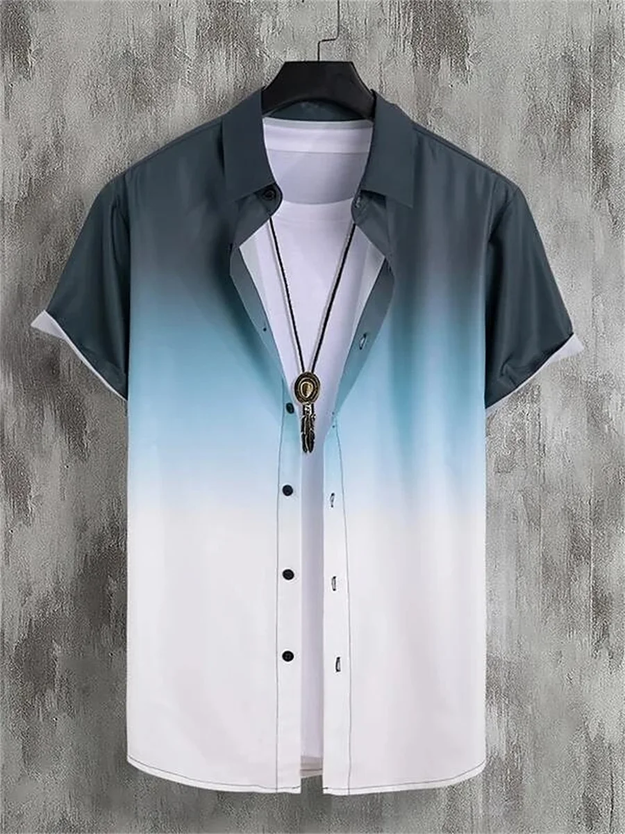 3-color shirt printing summer new men's Hawaiian short-sleeved shirt ...