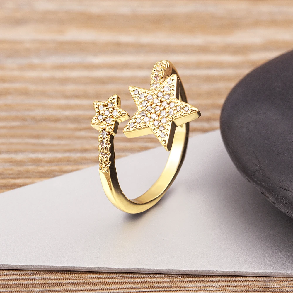 Nidin-New-Style-Copper-Zircon-Gold-Plated-Hollow-Five-Pointed-Star ...