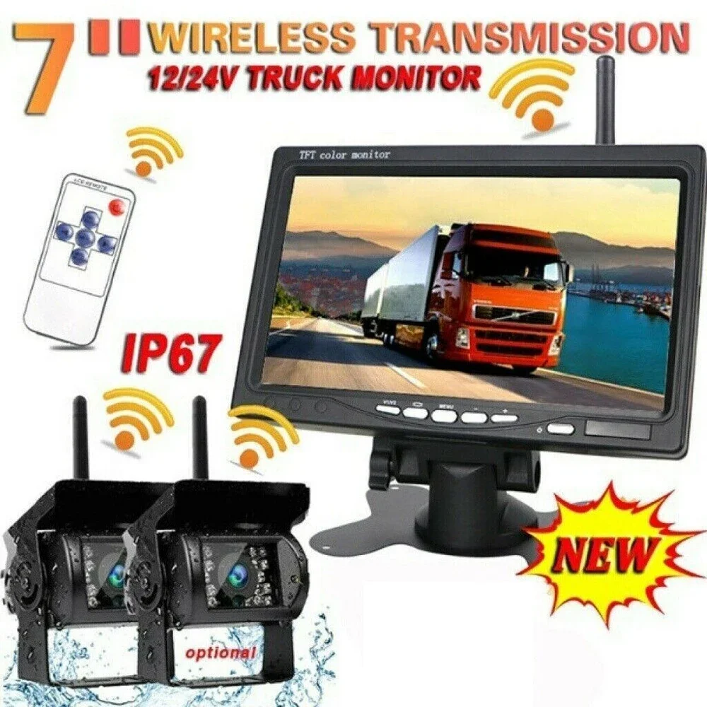 Wireless-Rear-View-Camera-with-Monitor-for-Trailer-Parking-Car ...