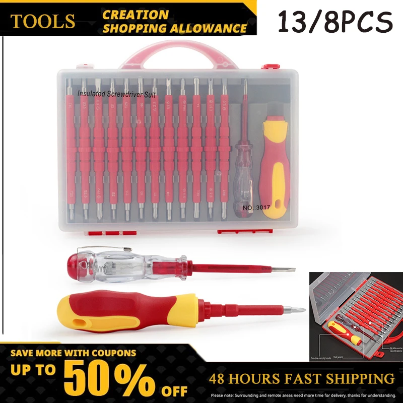 Juego-de-destornilladores-aislados-VDE-herramientas-manuales-de-electricista-13-8-piezas-1000V ...