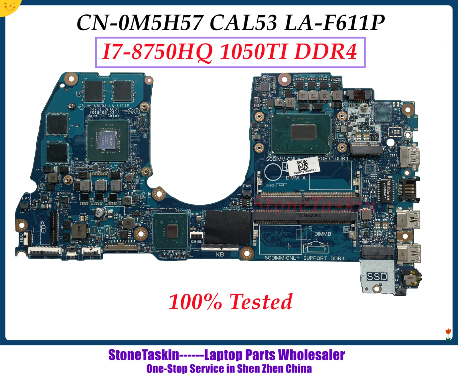 StoneTaskin CN 0M5H57 DELL G3 3579 Laptop anakart SR3YY I7 8750H CPU ...