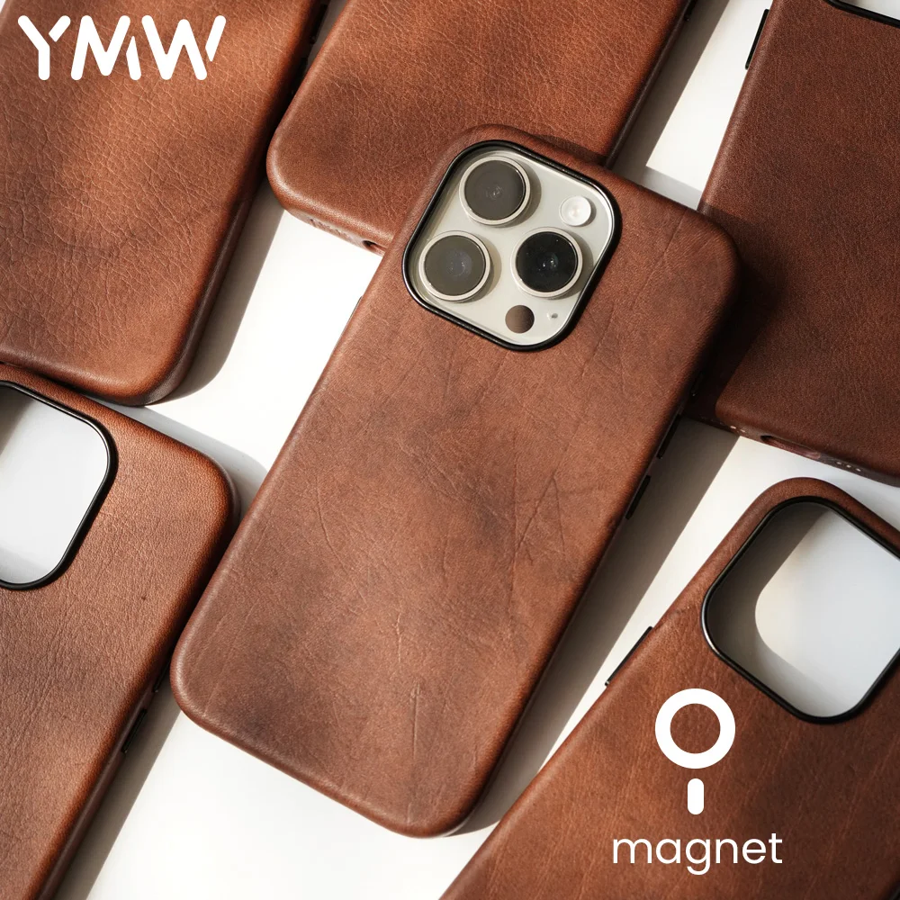 YMW-Raw-Retro-Genuine-Leather-Case-for-iPhone-15-14-Pro-Max-Magnetic ...