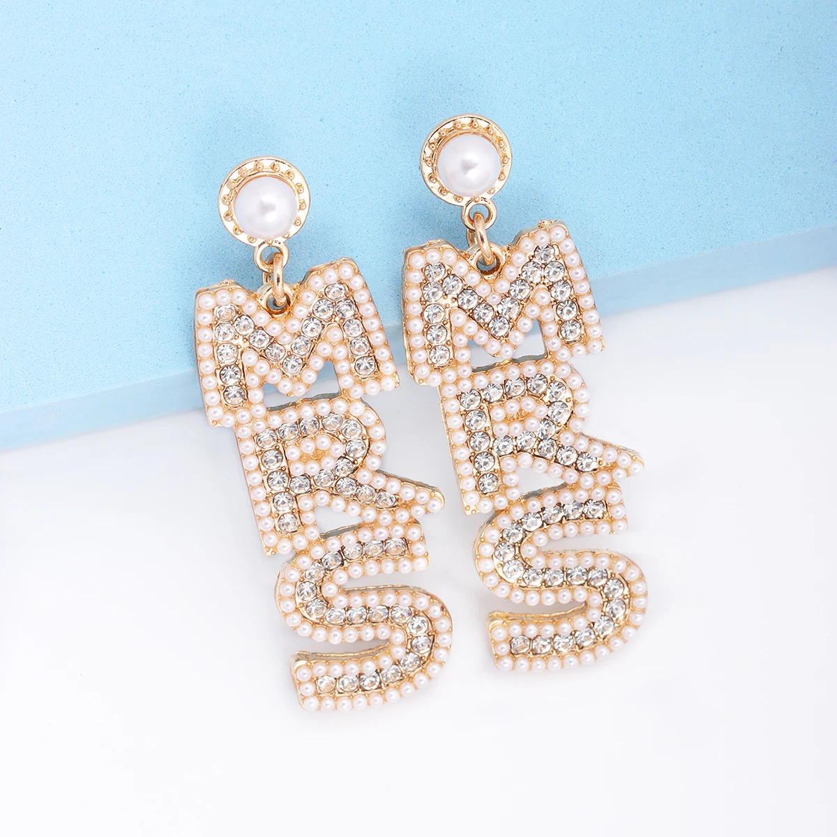 New-Letter-MRS-Earrings-Trendy-Pearl-Rhinestone-Earrings-For-Women ...