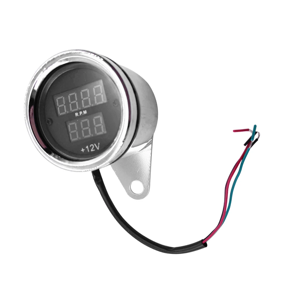 12V-LED-Digital-Motorcycle-Speedometer-Tachometer-Gauge-Oil-Level-Meter ...