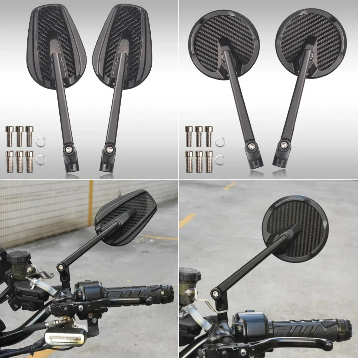Universal-Real-Carbon-Fiber-Rear-View-Mirror-Foldable-Motorcycle-Side ...