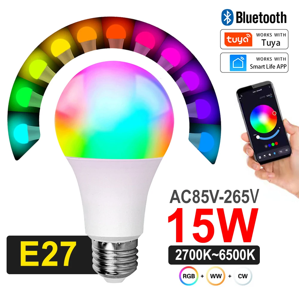15W-WiFi-Smart-Light-Bulb-E27-LED-RGB-Lamp-Work-with-Alexa-Google-with ...