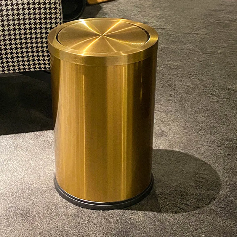 Stainless Steel Trash Can Metal Gold Elegant Bathroom Garbage Bin House ...