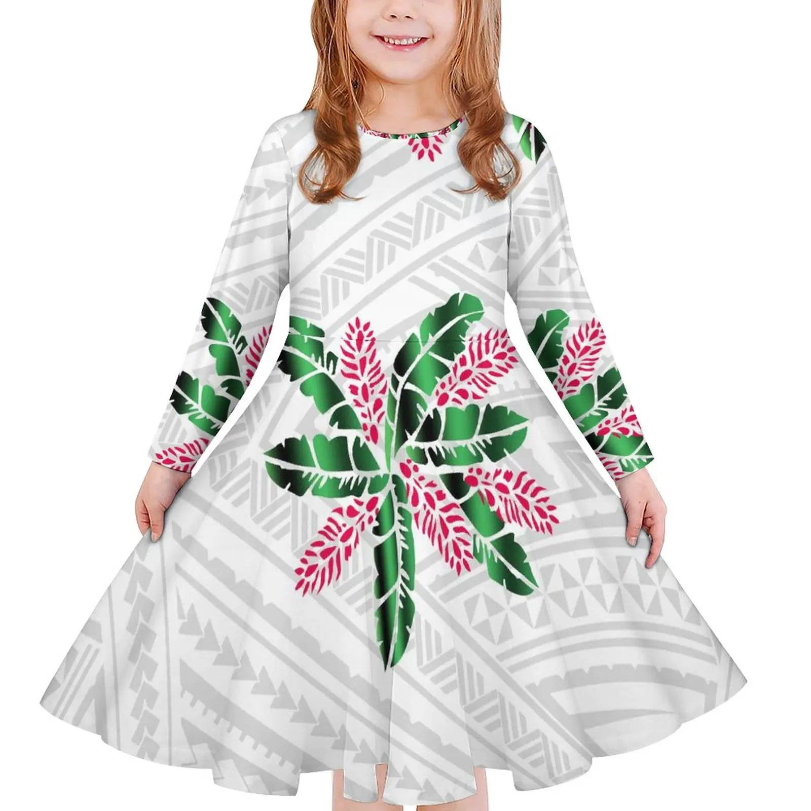 Children's Long Sleeve Dress Custom Pacific Island Art Samoan ...