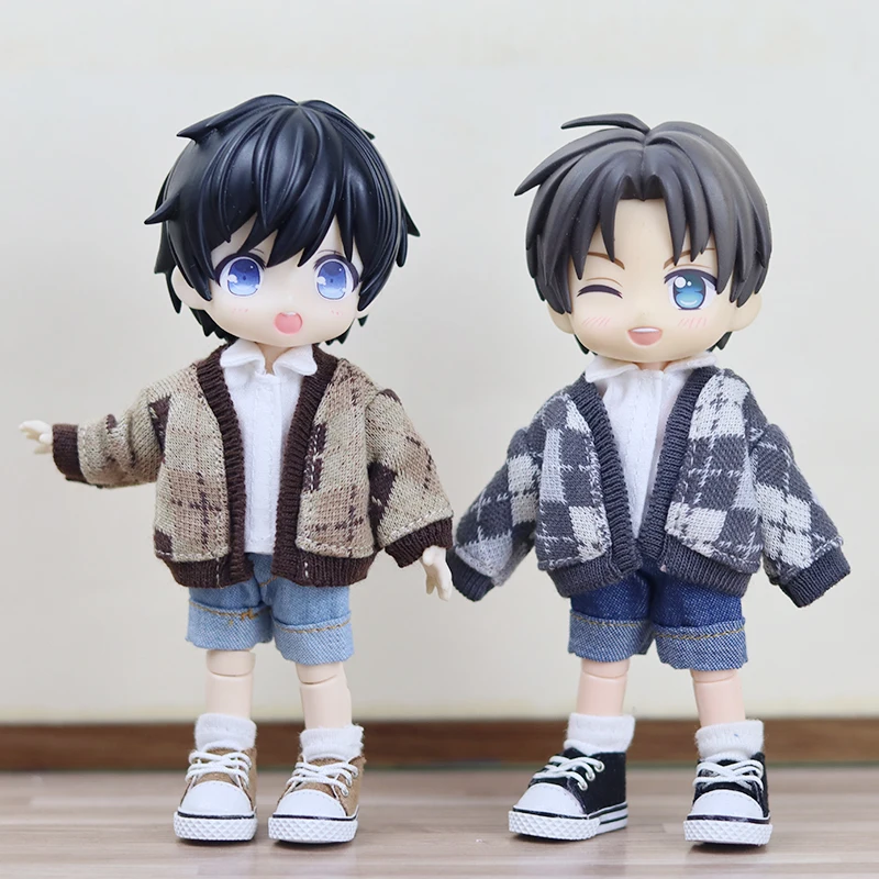 Ob11-Doll-Clothes-Sweater-with-Plaid-Pattern-Cardigan-Jacket-Vest-Shirt ...